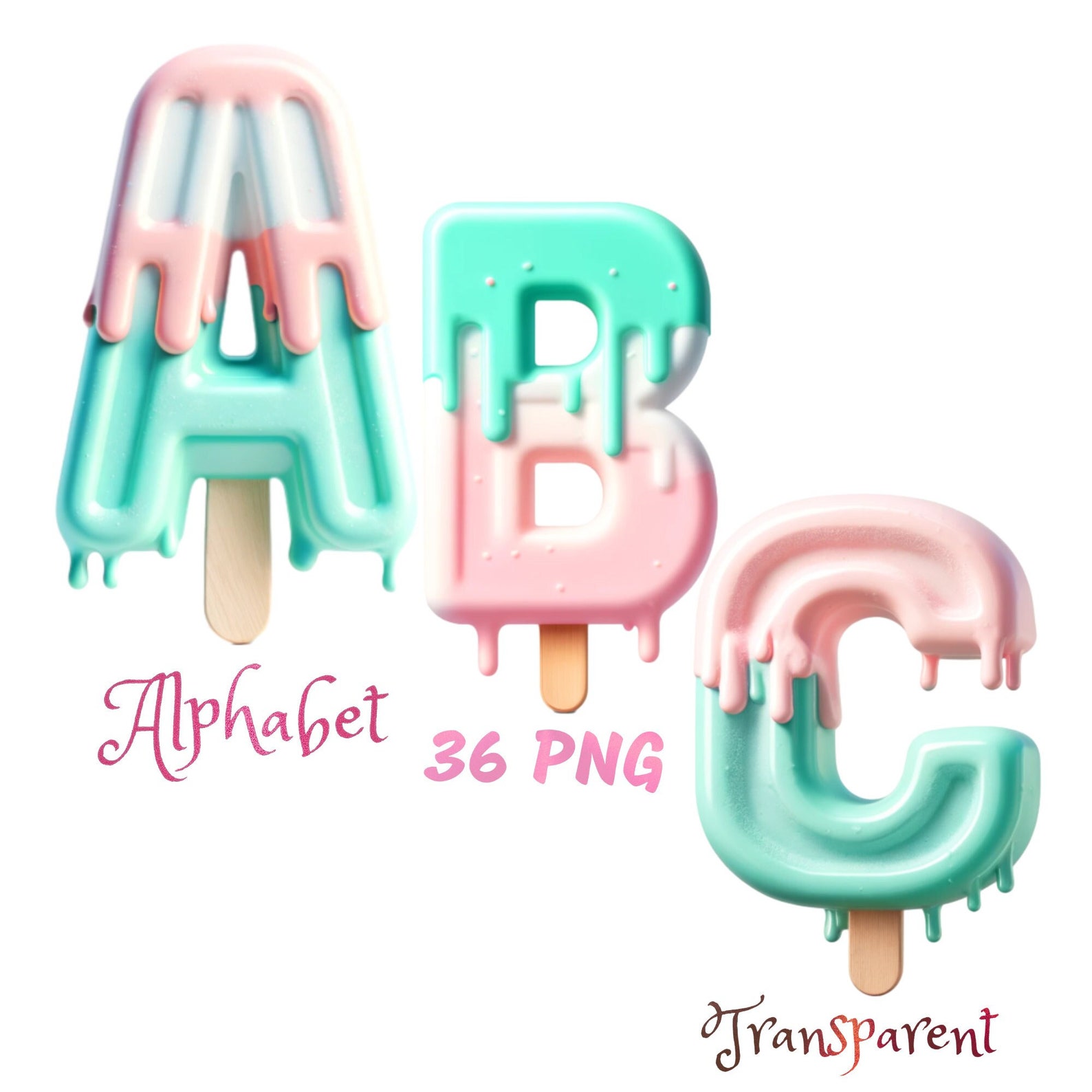 Popsicle Alphabet PNG Summer Letters Clipart Ice Lolly Font PNG Digital ...