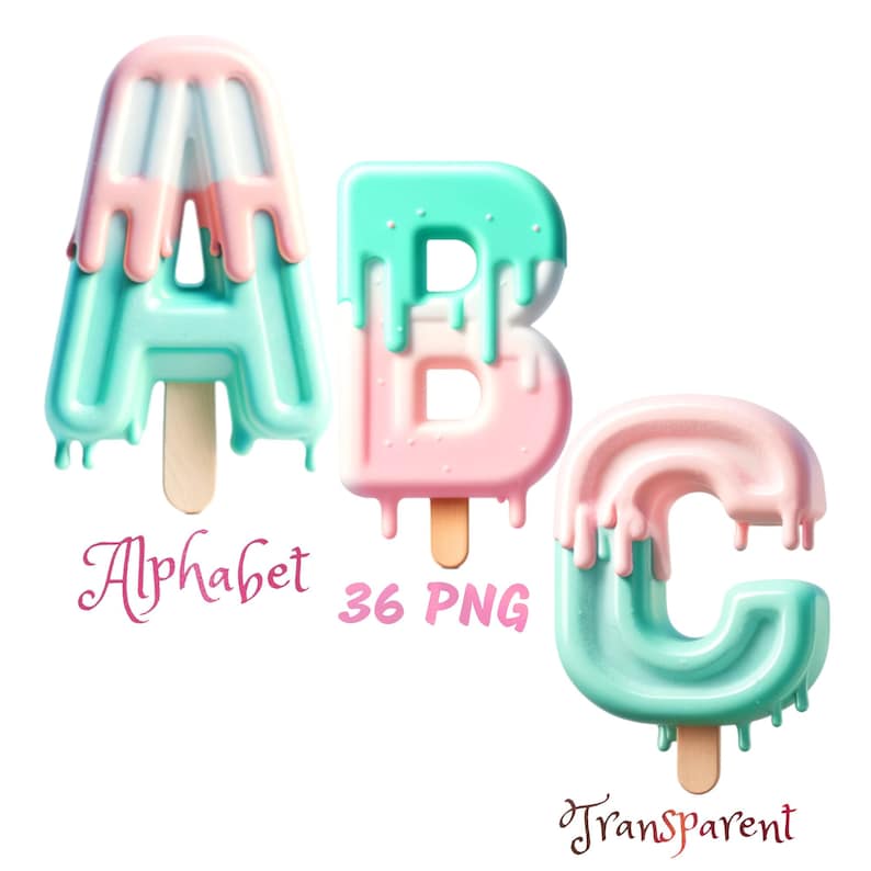 Popsicle Alphabet PNG Summer Letters Clipart Ice Lolly Font PNG Digital ...