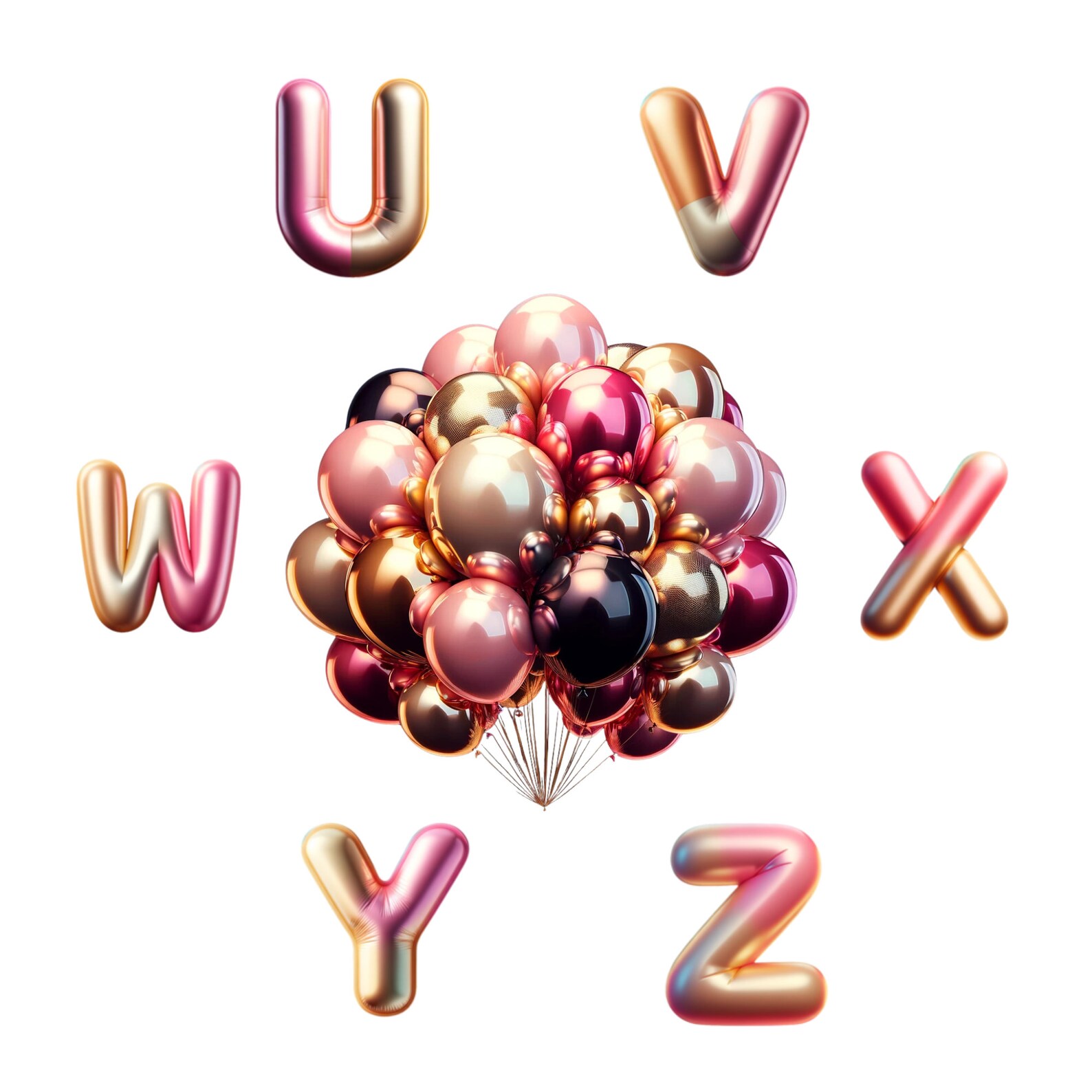 Gold Foil Balloon Alphabet Clipart, Digital Download, Clipart PNG ...