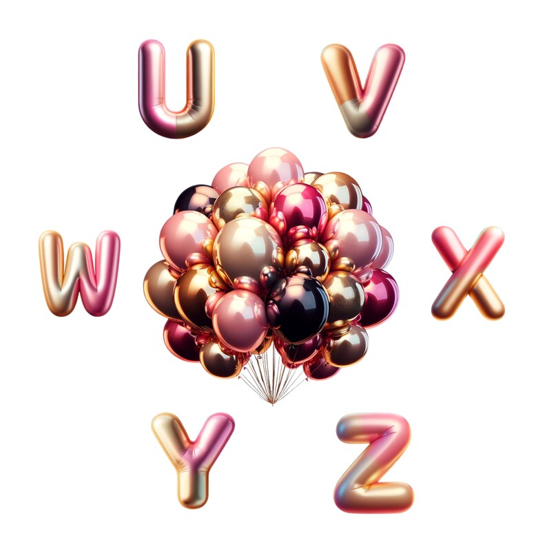 Gold Foil Balloon Alphabet Clipart, Digital Download, Clipart PNG ...