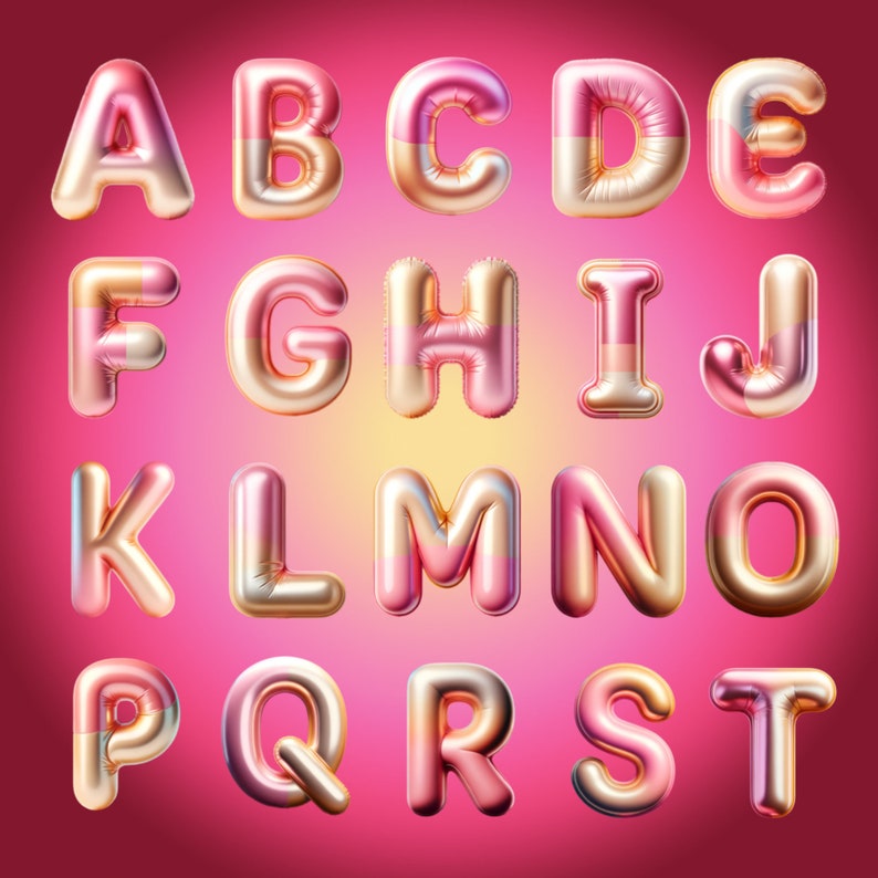 Gold Foil Balloon Alphabet Clipart, Digital Download, Clipart PNG ...
