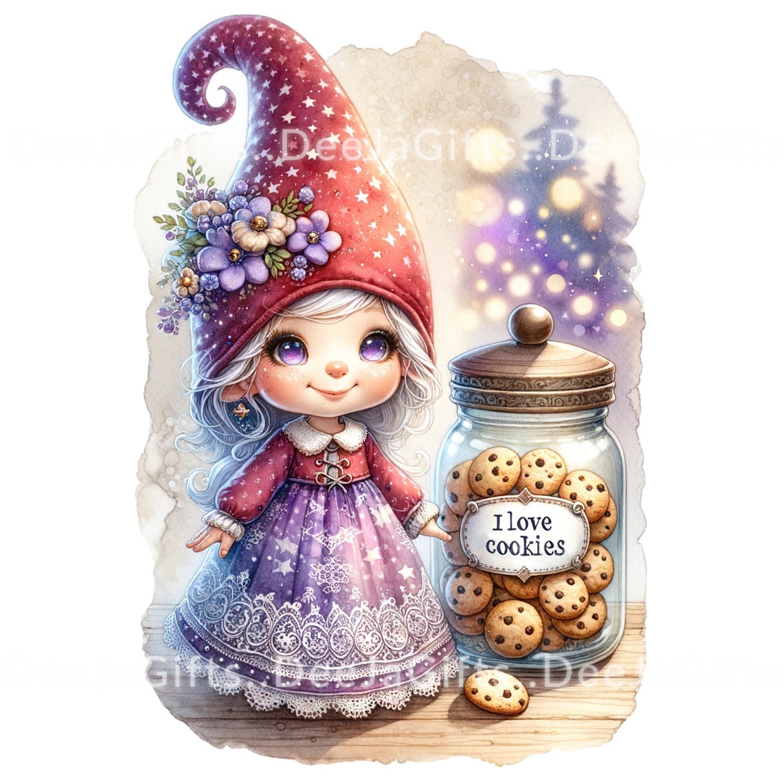Gnome Cookie Jar Clipart 10PNG Watercolor, Gnome Cookie, Sweet Clipart ...