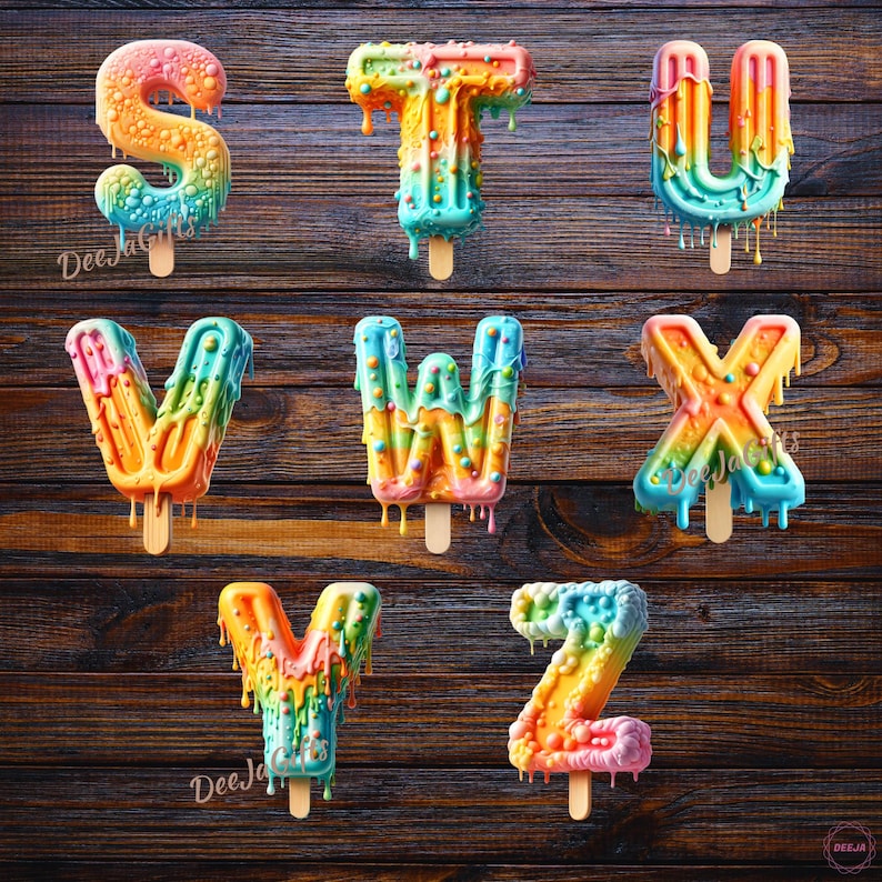 Popsicle Alphabet PNG: Summer Letters Clipart (digital Download) - Etsy