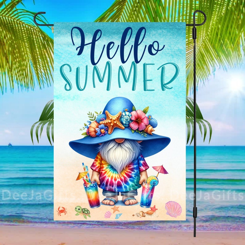 12x18 Hello Summer Garden Flag , Welcome Sign, Flag Design, Spring Flag ...