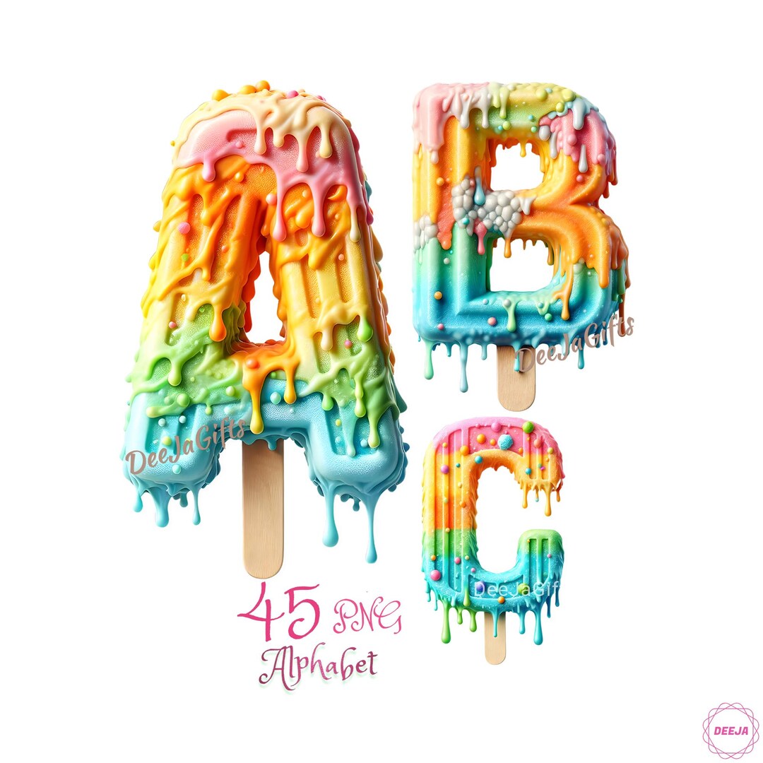 Popsicle Alphabet PNG: Summer Letters Clipart (digital Download) - Etsy
