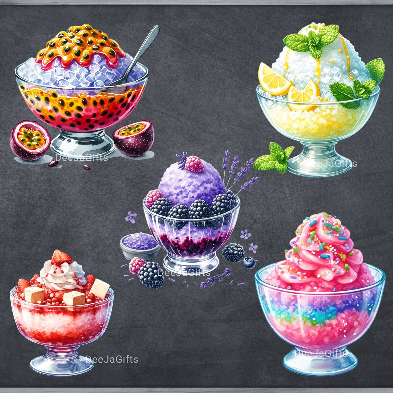 Shaved Ice Clipart: Summer Dessert PNG Files (3000x3000 Px) (digital ...