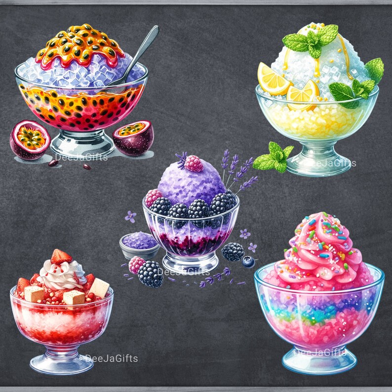 Shaved Ice Clipart: Summer Dessert PNG Files (3000x3000 Px) (digital ...