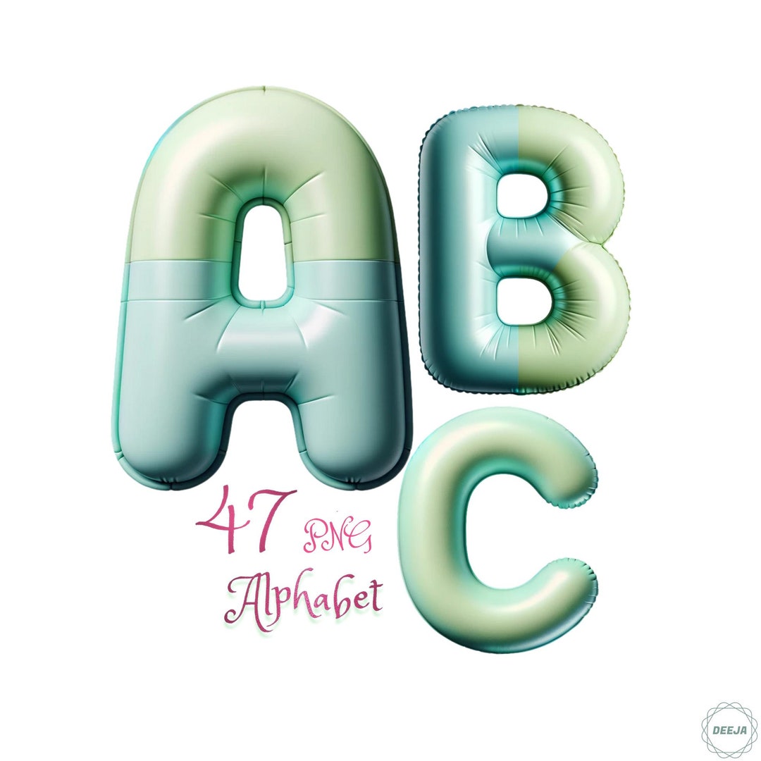 47 PNG 3900px 3D Letter & Number Balloons Clipart Bundle - Alphabet ...