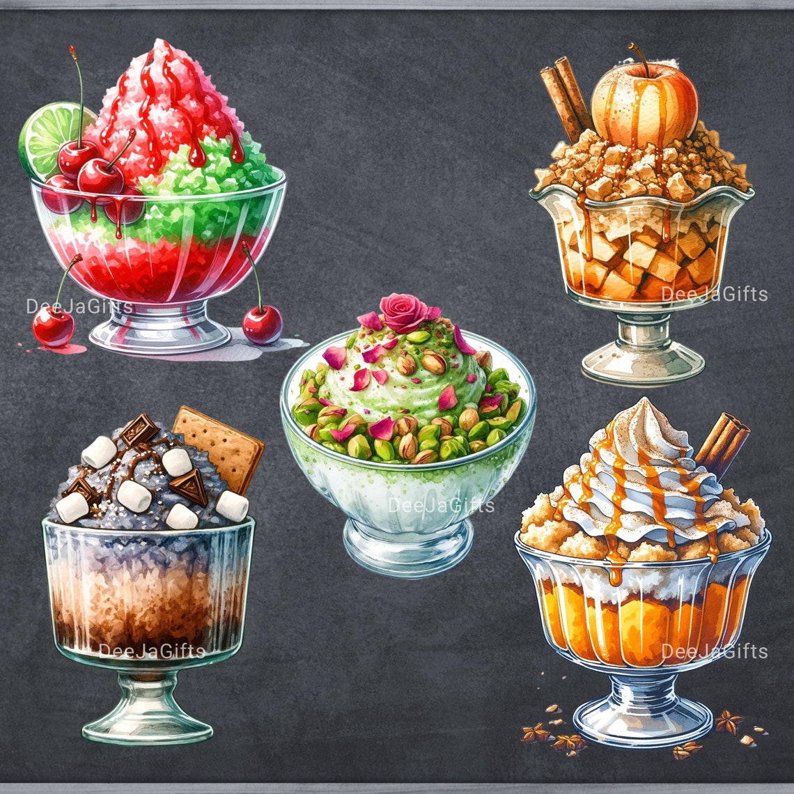 Shaved Ice Clipart: Summer Dessert PNG Files (3000x3000 Px) (digital ...