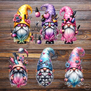 Hairstylist Gnome Clipart - Gnome Team Digital PNG, Barber Gnome ...