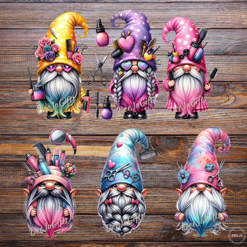 Hairstylist Gnome Clipart - Gnome Team Digital PNG, Barber Gnome ...