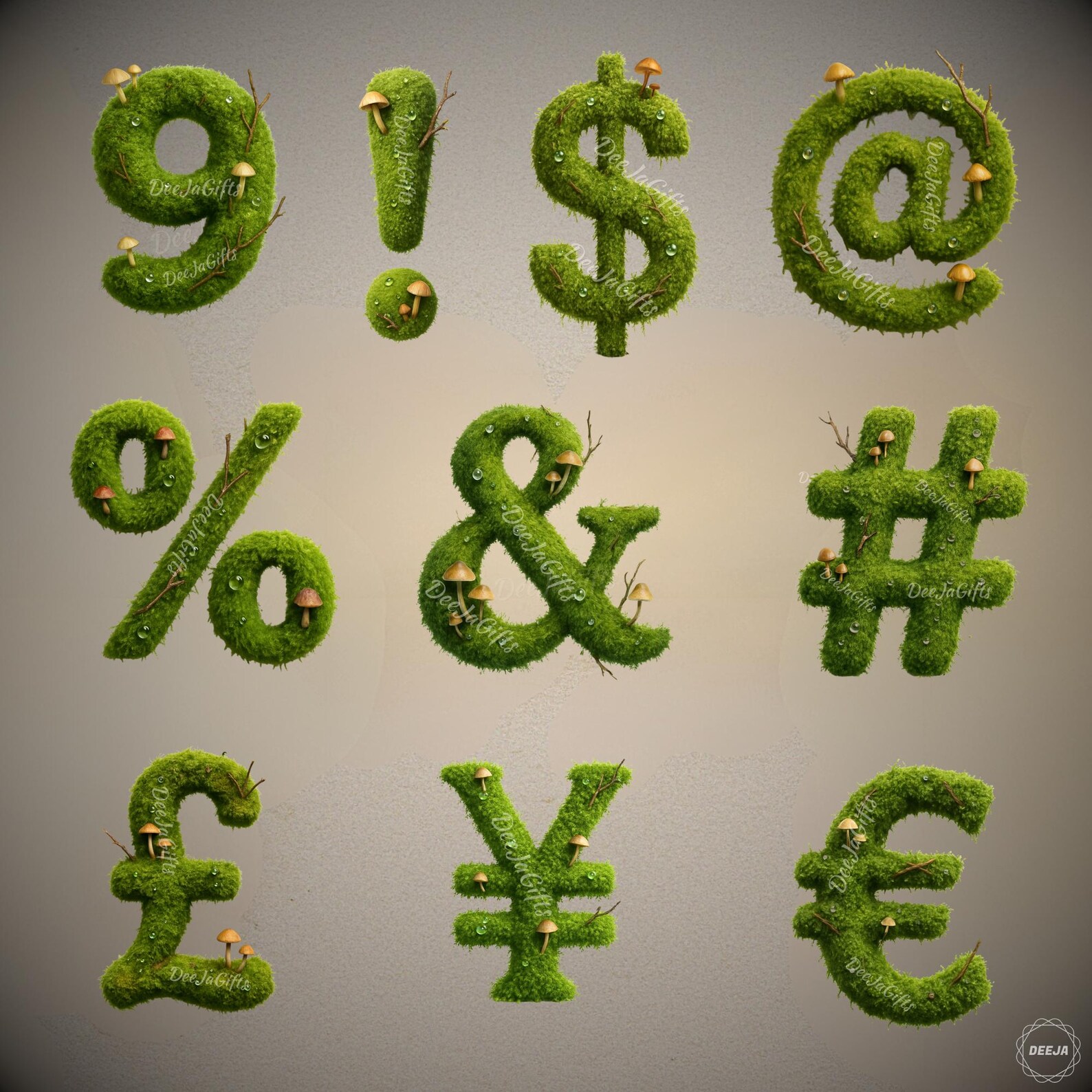 Forest Moss Alphabet PNG | 45 Fantasy Woodland Letters | Nature ...