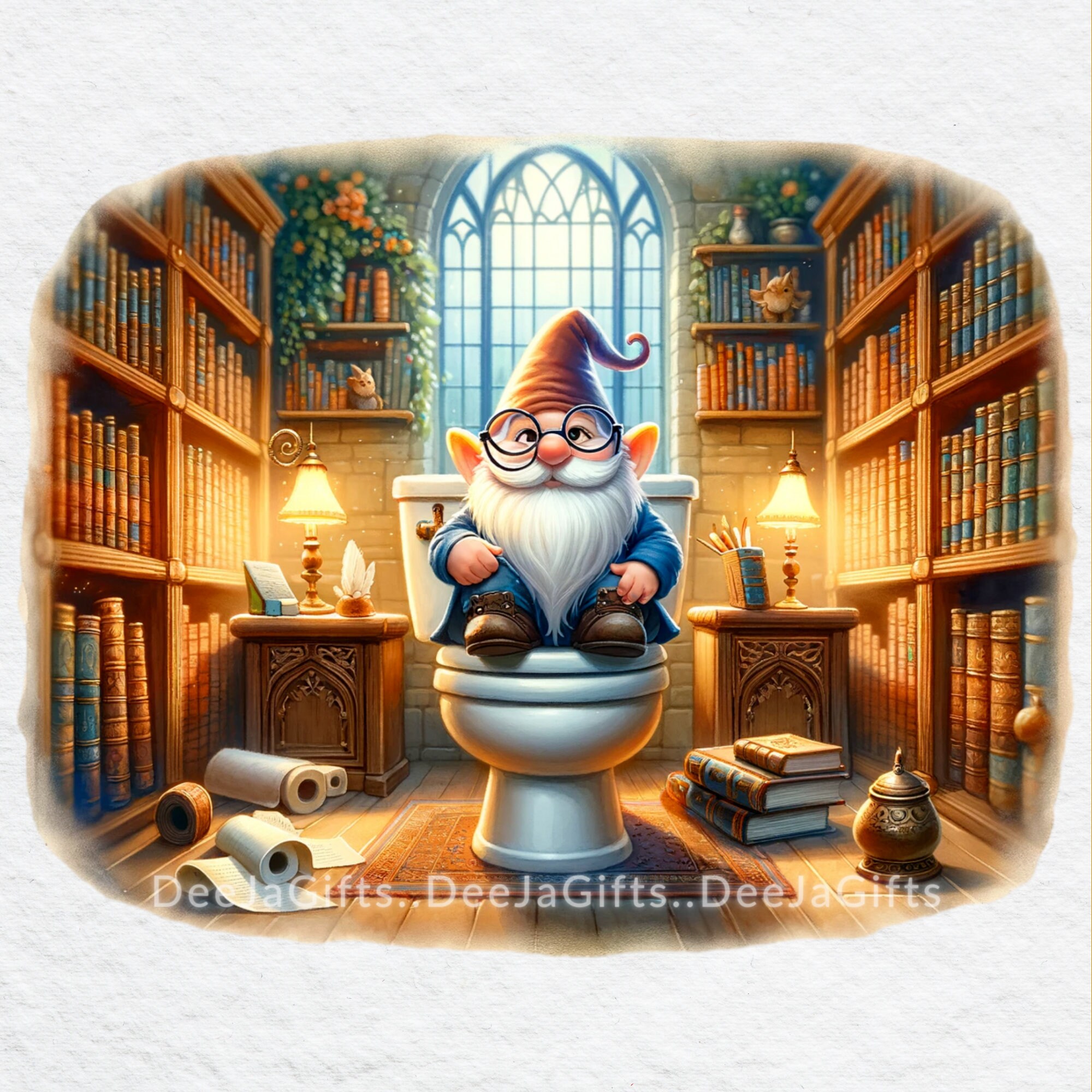 Whimsical Gnome Toilet Clipart PNG Cute Bathroom Gnomes Digital Art for ...