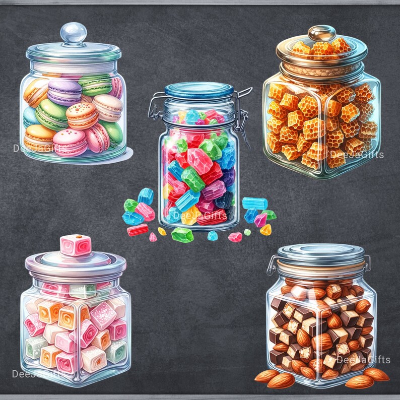Watercolor Cookie Jar Clip Art - Candy Jar & Cookie Jar Cute - PNG ...
