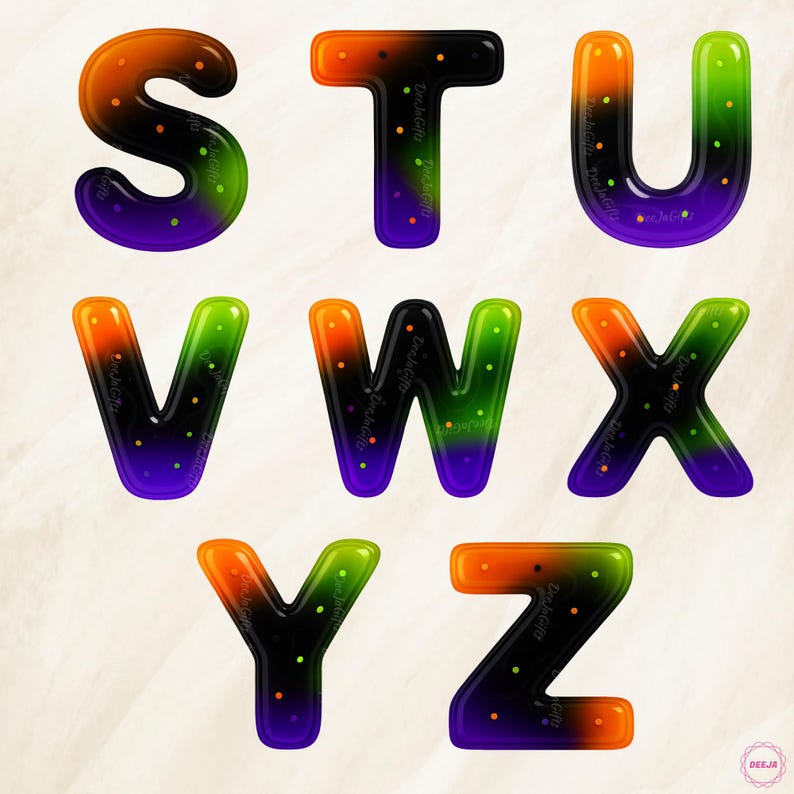 Halloween Slime Alphabet PNG Bundle: Spooky Gradient Letters (digital ...
