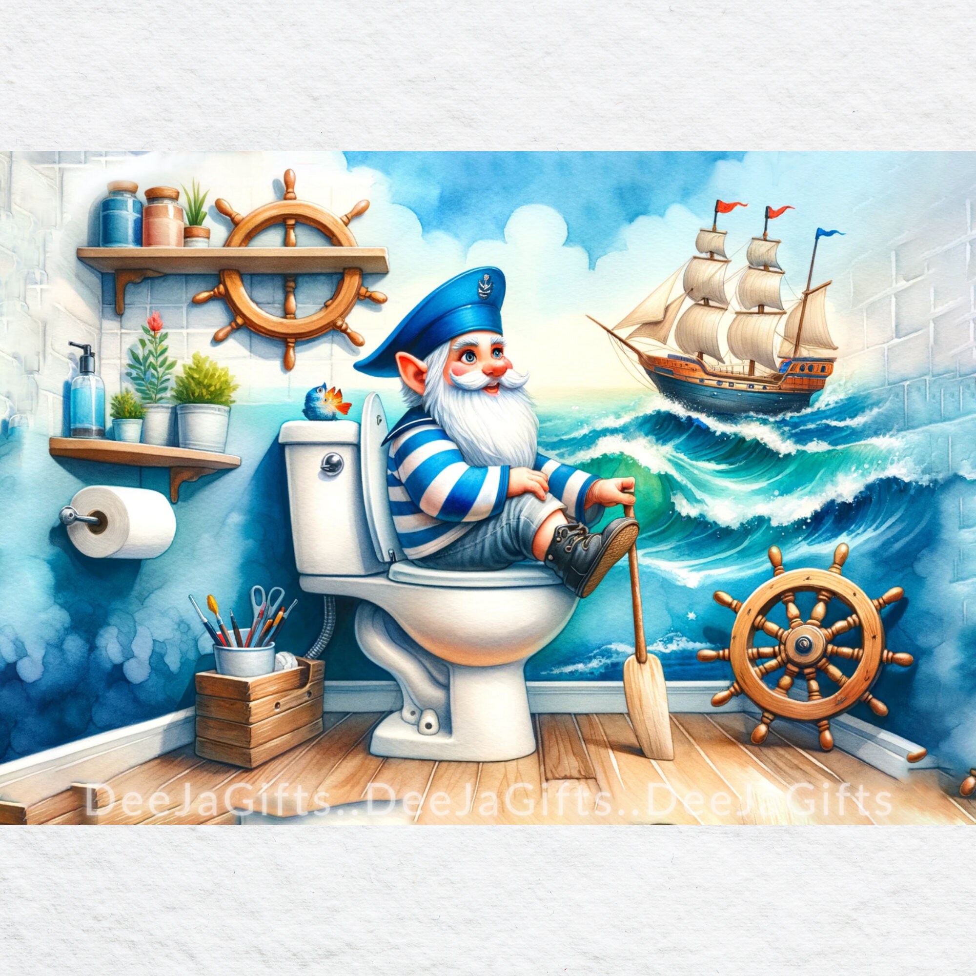 Whimsical Gnome Toilet Clipart PNG Cute Bathroom Gnomes Digital Art for ...