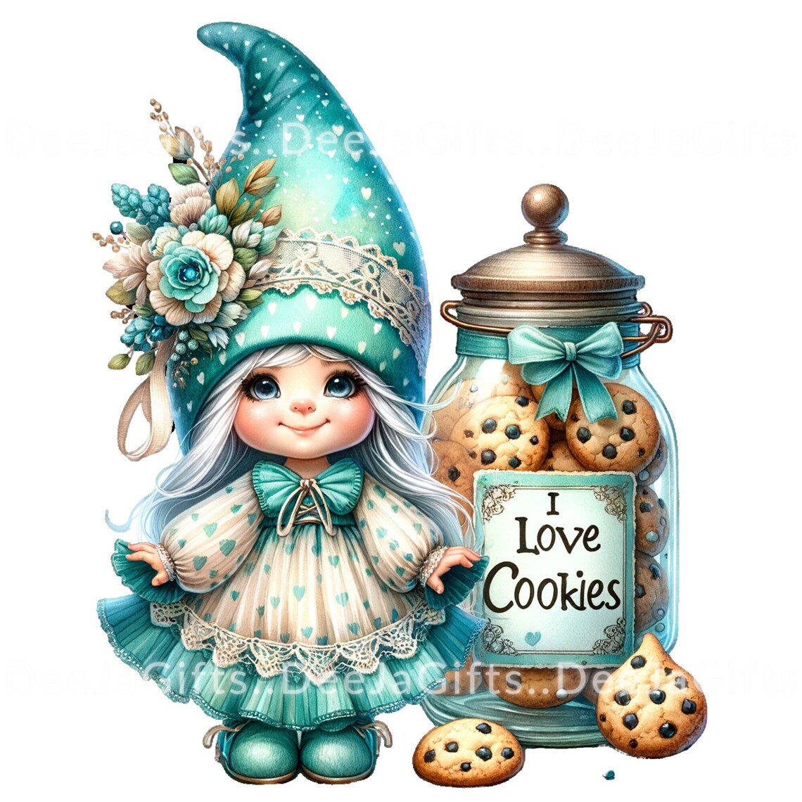 Gnome Cookie Jar Clipart 10PNG Watercolor, Gnome Cookie, Sweet Clipart ...