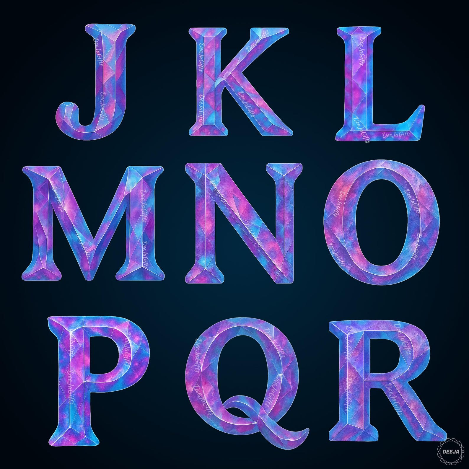 Gemstone Alphabet PNG, 45 Glitter Crystal Letters, Numbers & Symbols ...