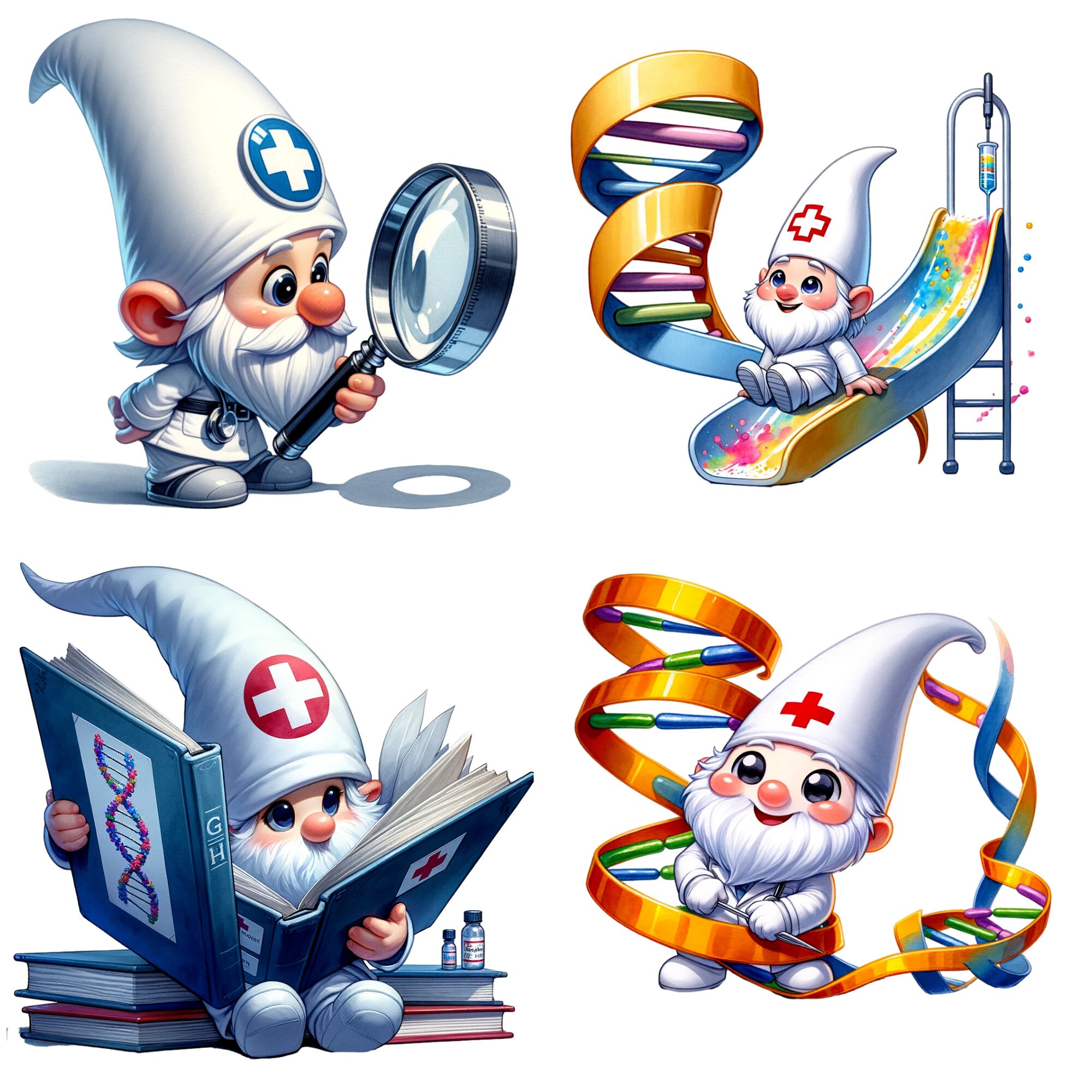 Watercolor Doctor Gnomes Clipart 30 Quality, Healthcare Art, Doctor ...