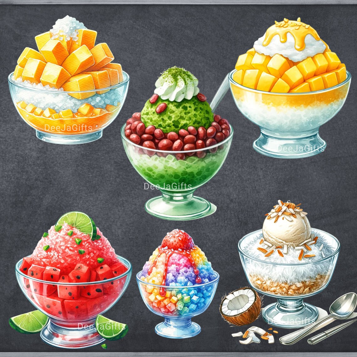 Shaved Ice Clipart: Summer Dessert PNG Files (3000x3000 Px) (digital ...