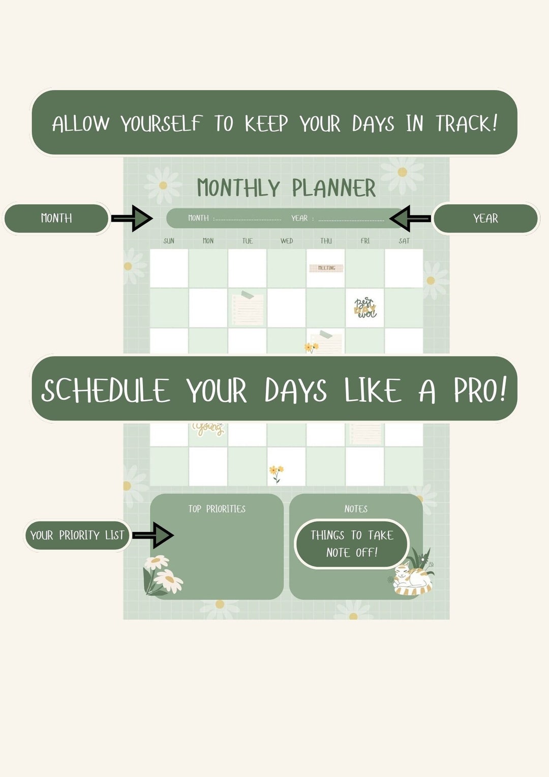 Digital Instant Download Minimal Pink Daily Planner Template ...