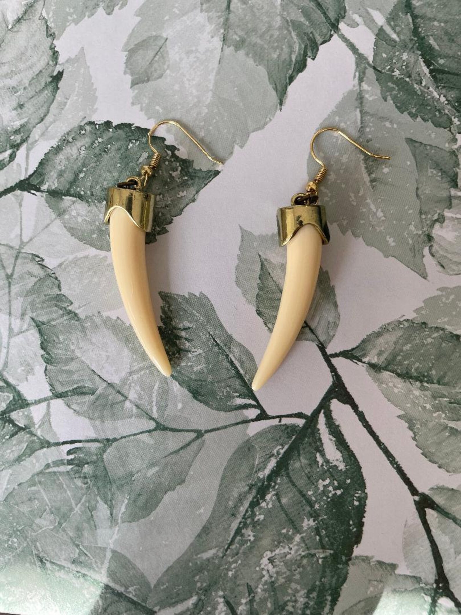 Faux Animal Tooth Drop Earrings - Etsy