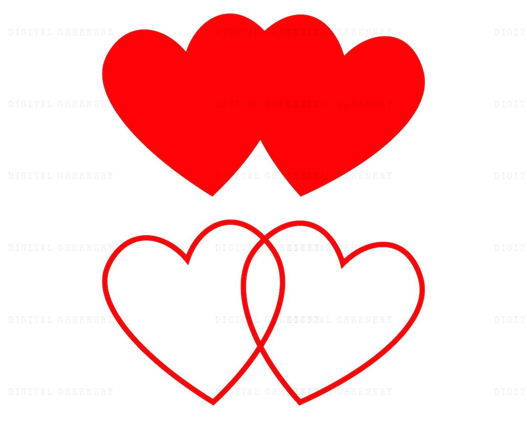 Valentine Hearts Svg Png, Double Heart Svg, Two Red Hearts Svg Png ...