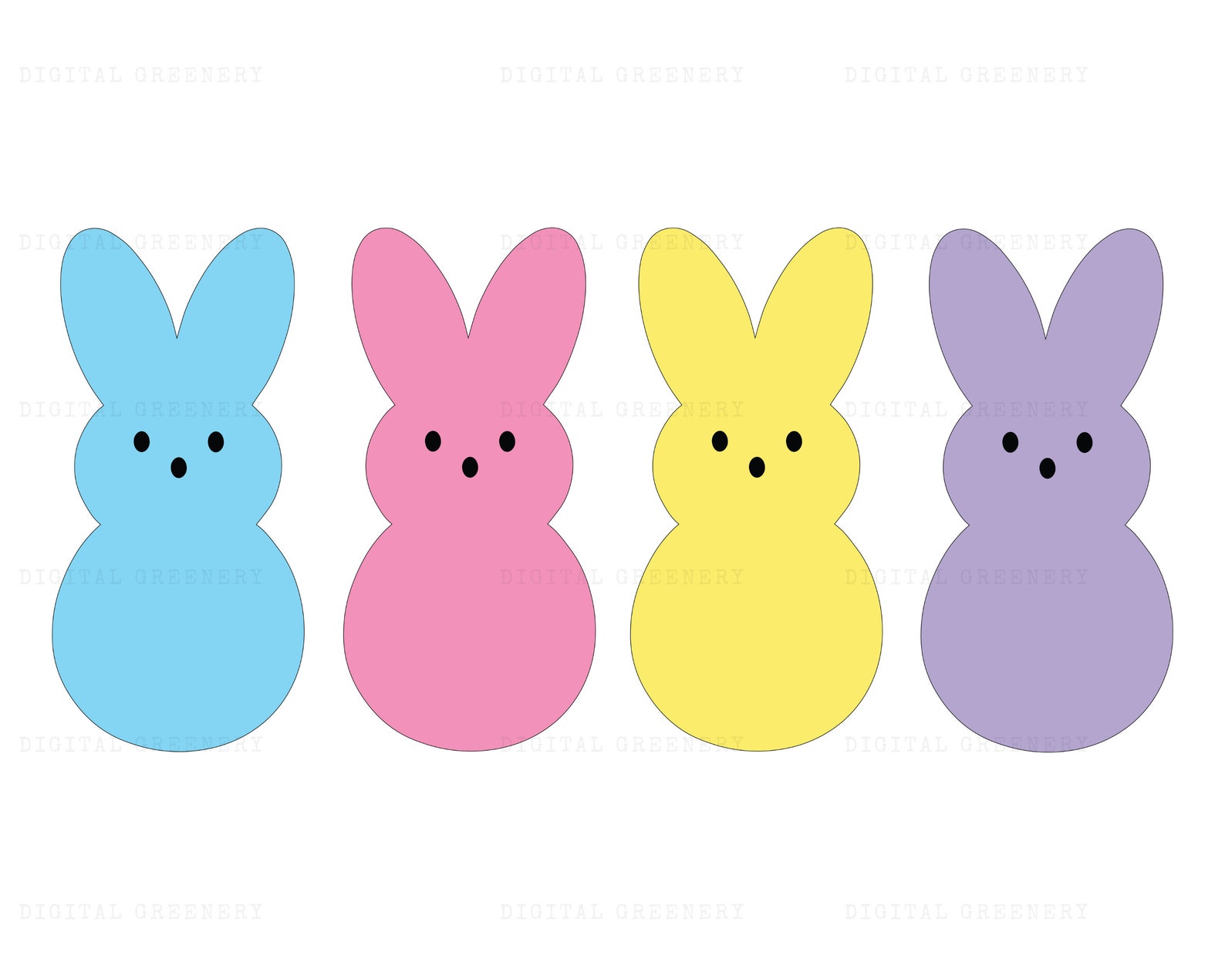 Easter Bunny Peeps SVG, Png, Dxf, Eps, Pastel Easter Clipart ...