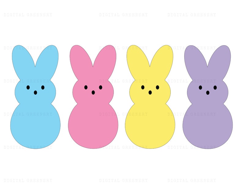 Easter Bunny Peeps SVG, Png, Dxf, Eps, Pastel Easter Clipart ...