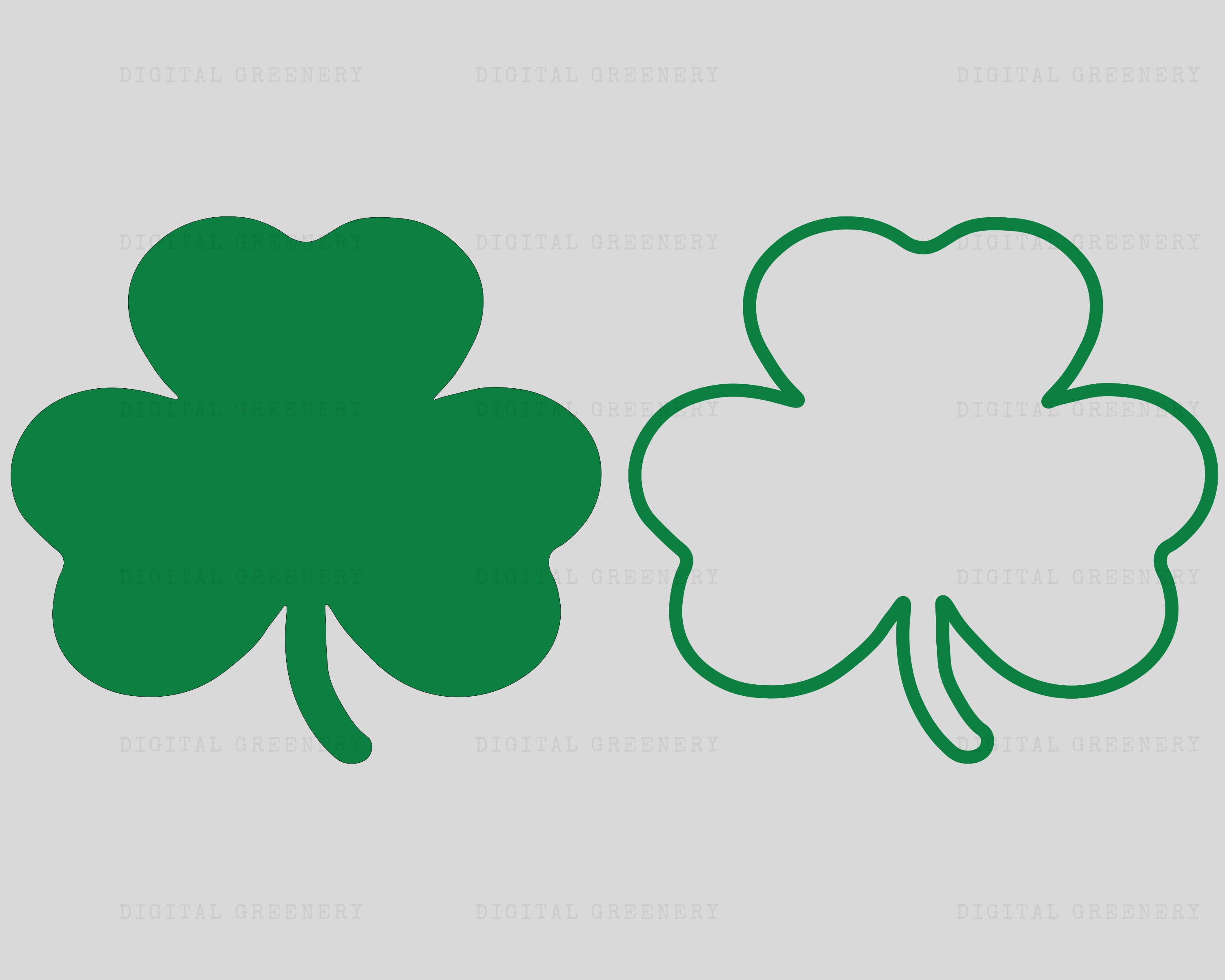 Saint Patricks Day Svg, Shamrock SVG File, Solid and Outline, Four Leaf ...