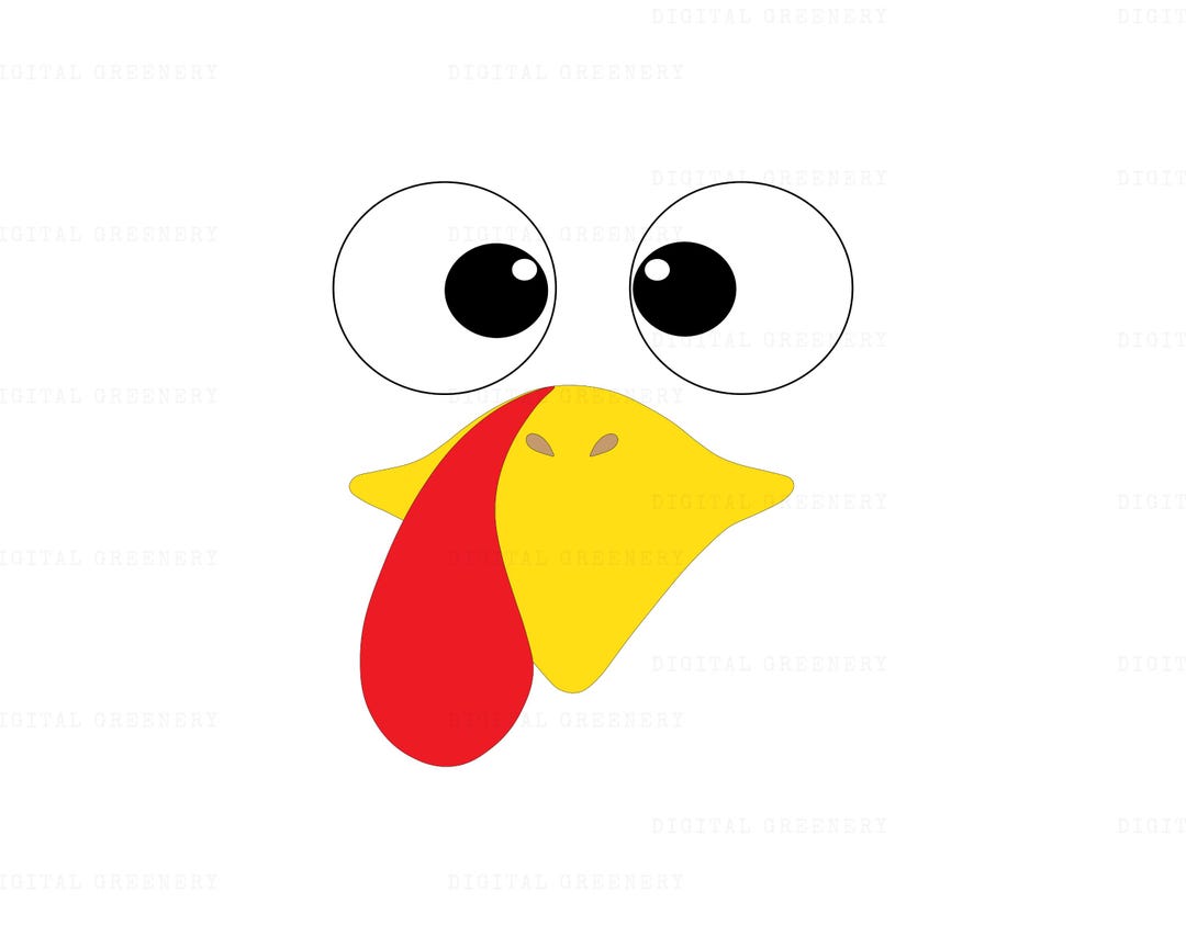 Cute Thanksgiving Turkey Face, SVG File and PNG, Transparent Background ...