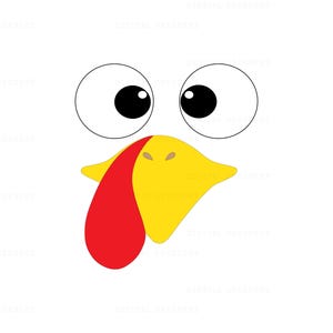 Cute Thanksgiving Turkey Face, SVG File and PNG, Transparent Background ...
