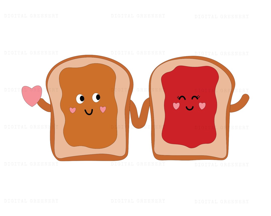 Valentines Day Svg, Peanut Butter and Jelly SVG Clipart, Peanut Butter ...