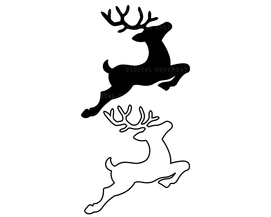 Flying Reindeer SVG, Reindeer Outline SVG Png, Reindeer Silhouette ...