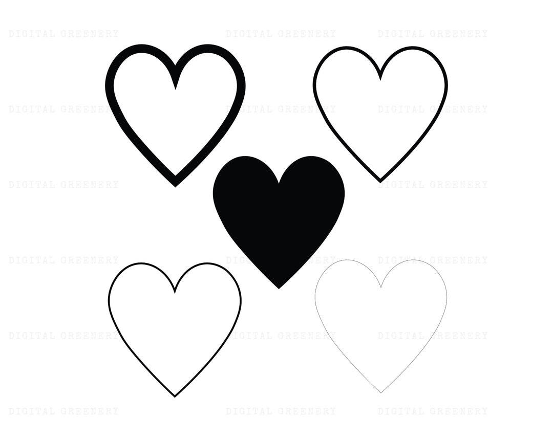 Heart Outline Svg, Hearts Svg Bundle, Heart Cut Files, Heart Clipart ...