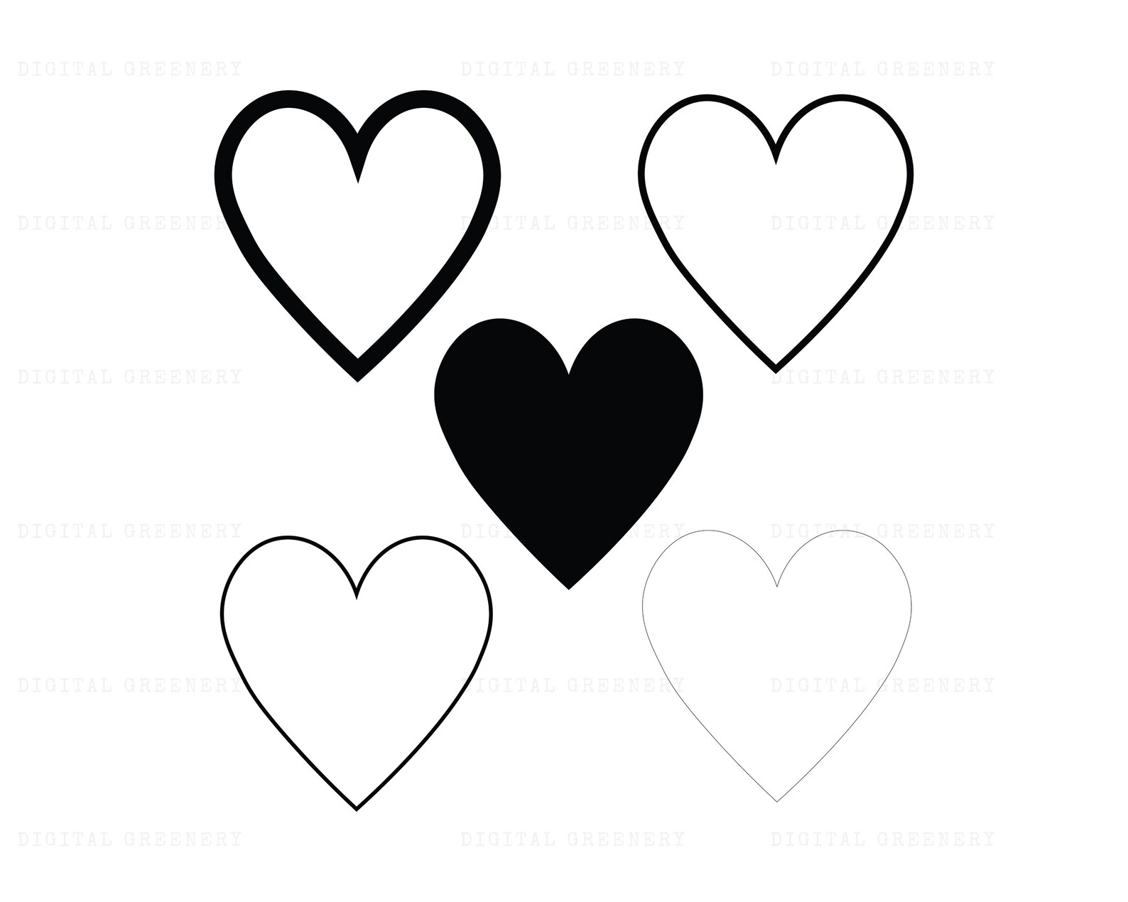 Heart Outline Svg, Hearts Svg Bundle, Heart Cut Files, Heart Clipart ...
