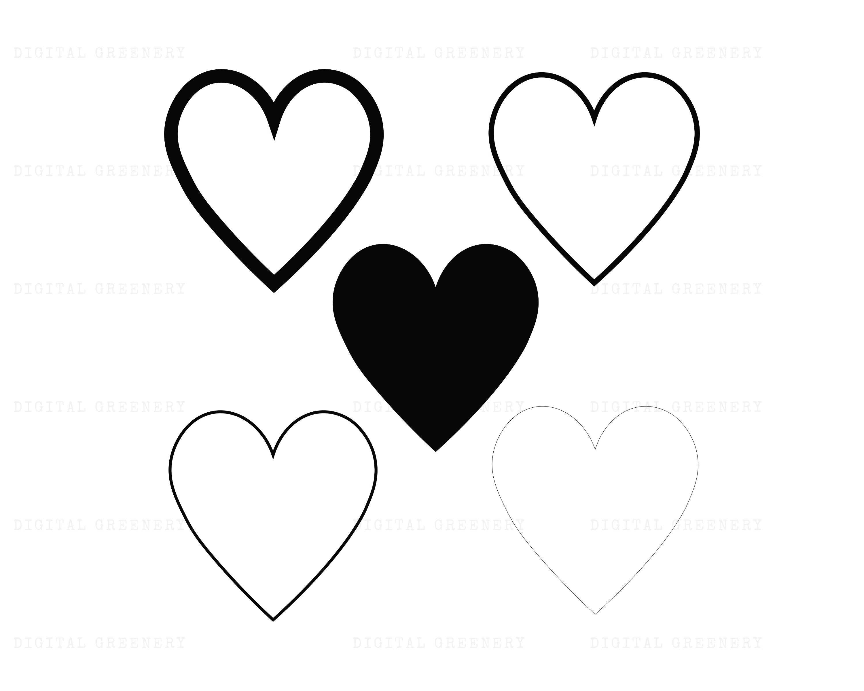 Heart Outline Svg, Hearts Svg Bundle, Heart Cut Files, Heart Clipart ...