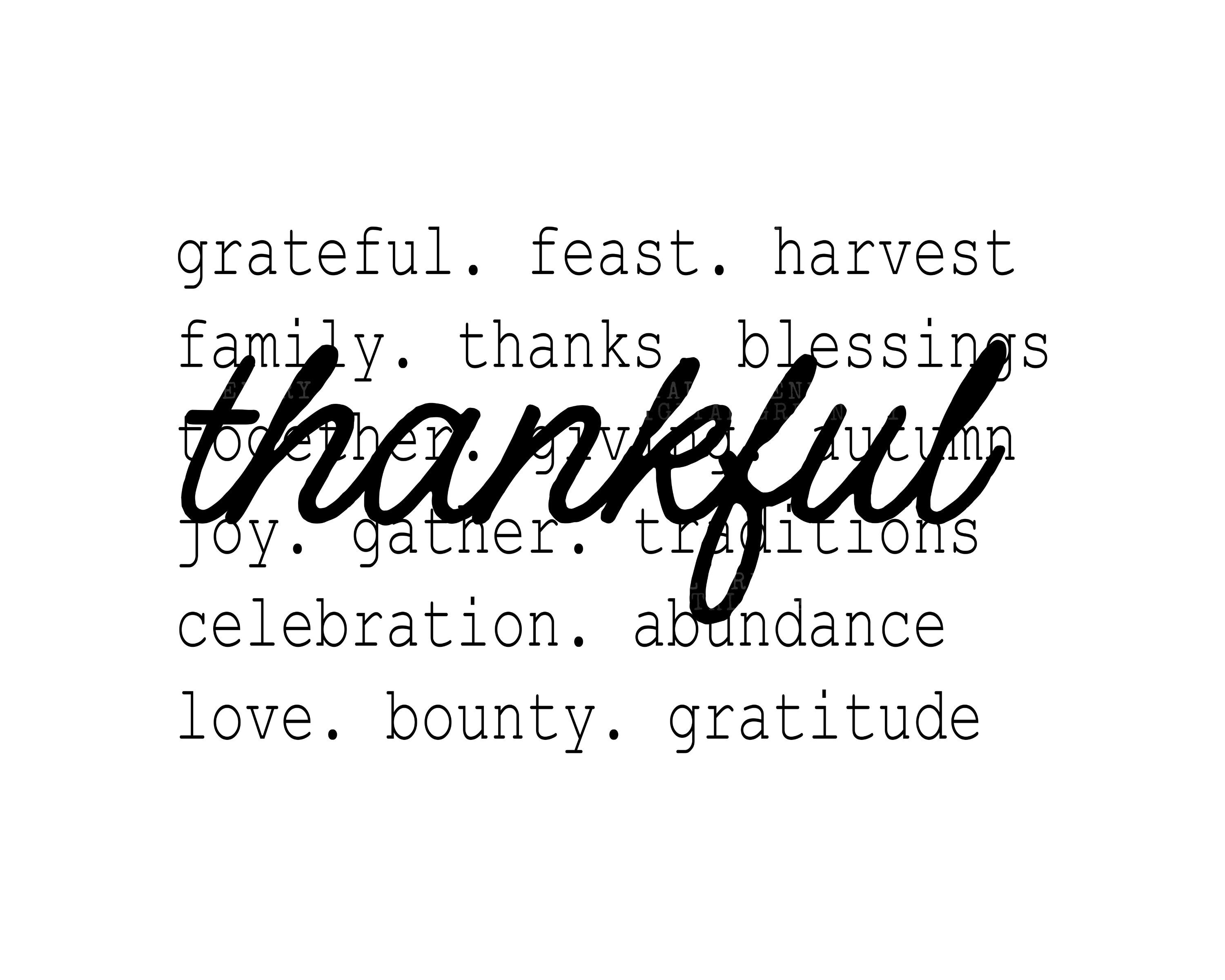 Thankful Words Svg Png, Thanksgiving Shirt Design Svg, Autumn Fall ...