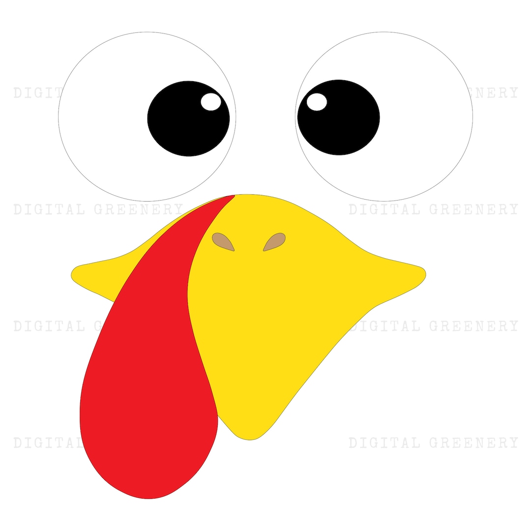 Cute Thanksgiving Turkey Face, SVG File and PNG, Transparent Background ...