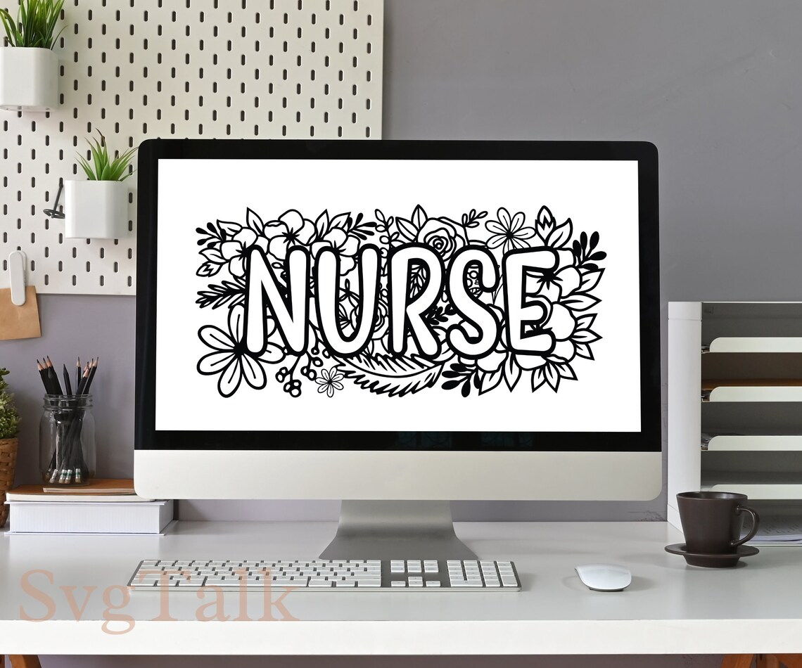 Nurse Svg Nurse Flower Svg Superhero Svg Cricut Svg Floral Nurse Svg ...