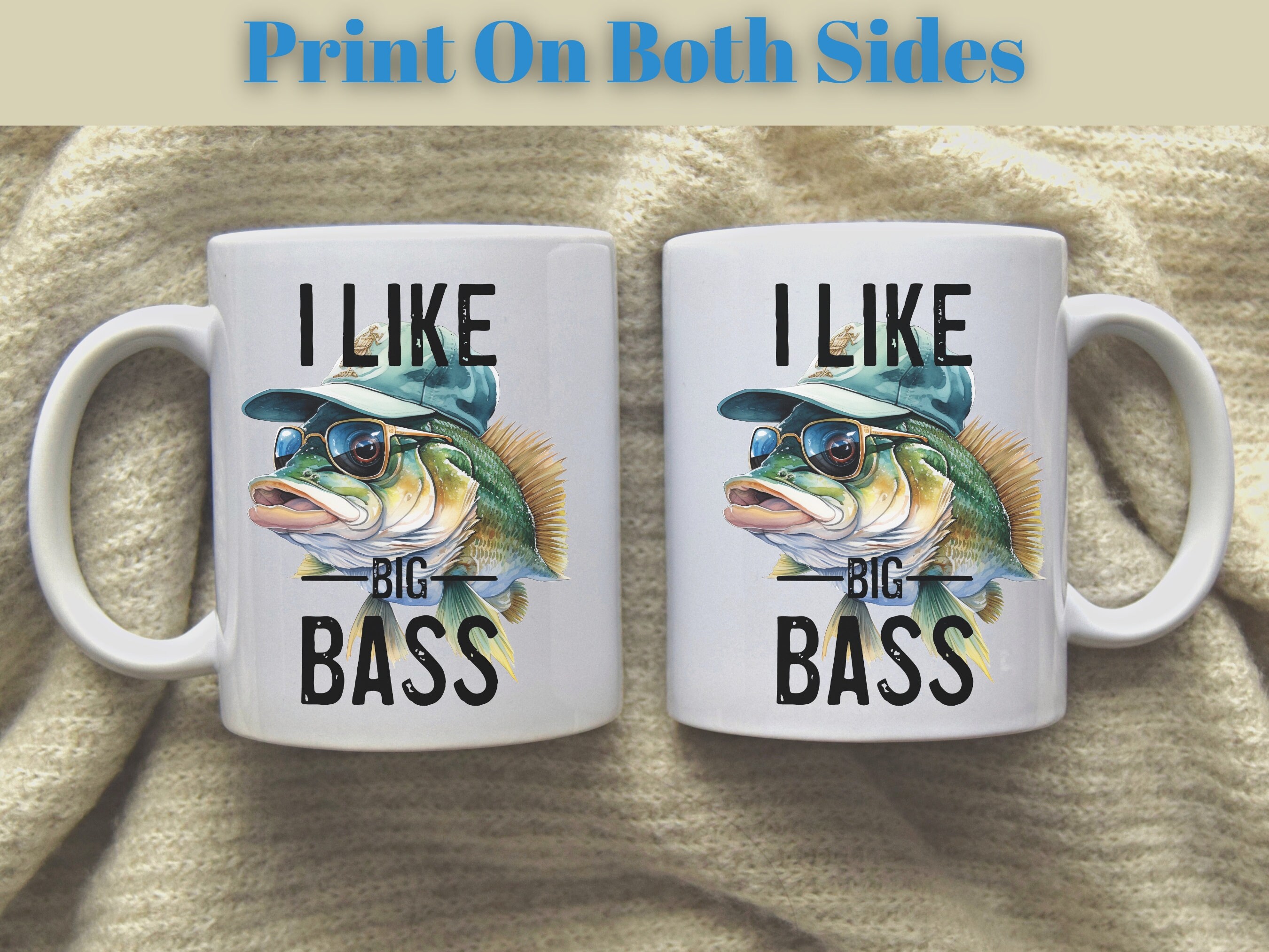 I Like Big Bass Fishing Coffee Mug, Funny Fisherman Gift Mugs, Camping ...