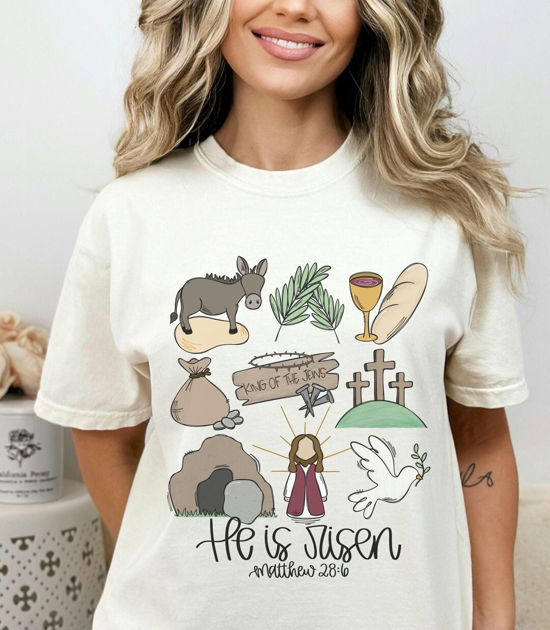 He is Risen Easter T-shirt, Comfort Colors™ Shirt, Christian Faith ...