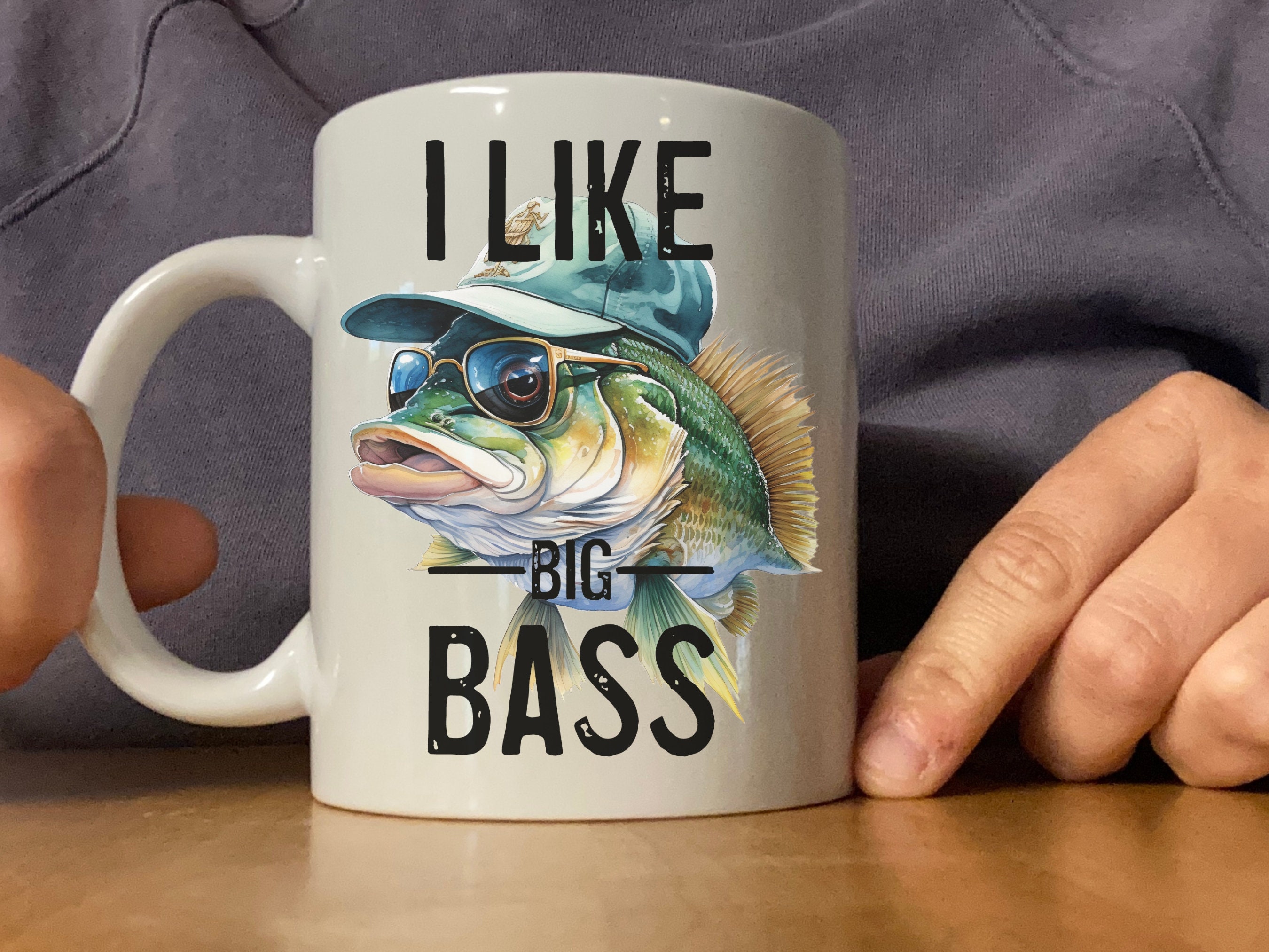 I Like Big Bass Fishing Coffee Mug, Funny Fisherman Gift Mugs, Camping ...