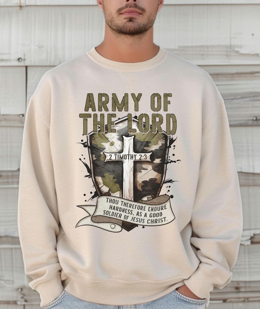 Army of the Lord Sweatshirt: Christian Camo Shield Cross Sweater - Etsy
