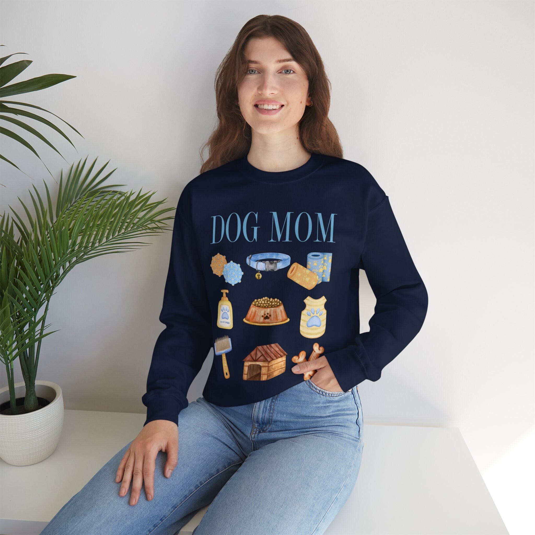 Dog Mom Sweater, Cute Dog Mom Clip Art Pullover, Perfect Gift for Dog ...