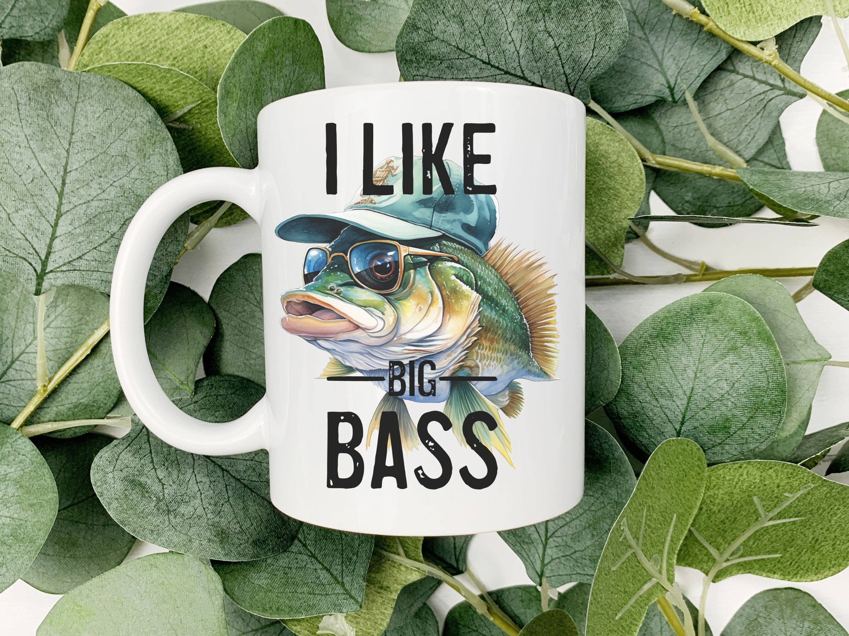 I Like Big Bass Fishing Coffee Mug, Funny Fisherman Gift Mugs, Camping ...