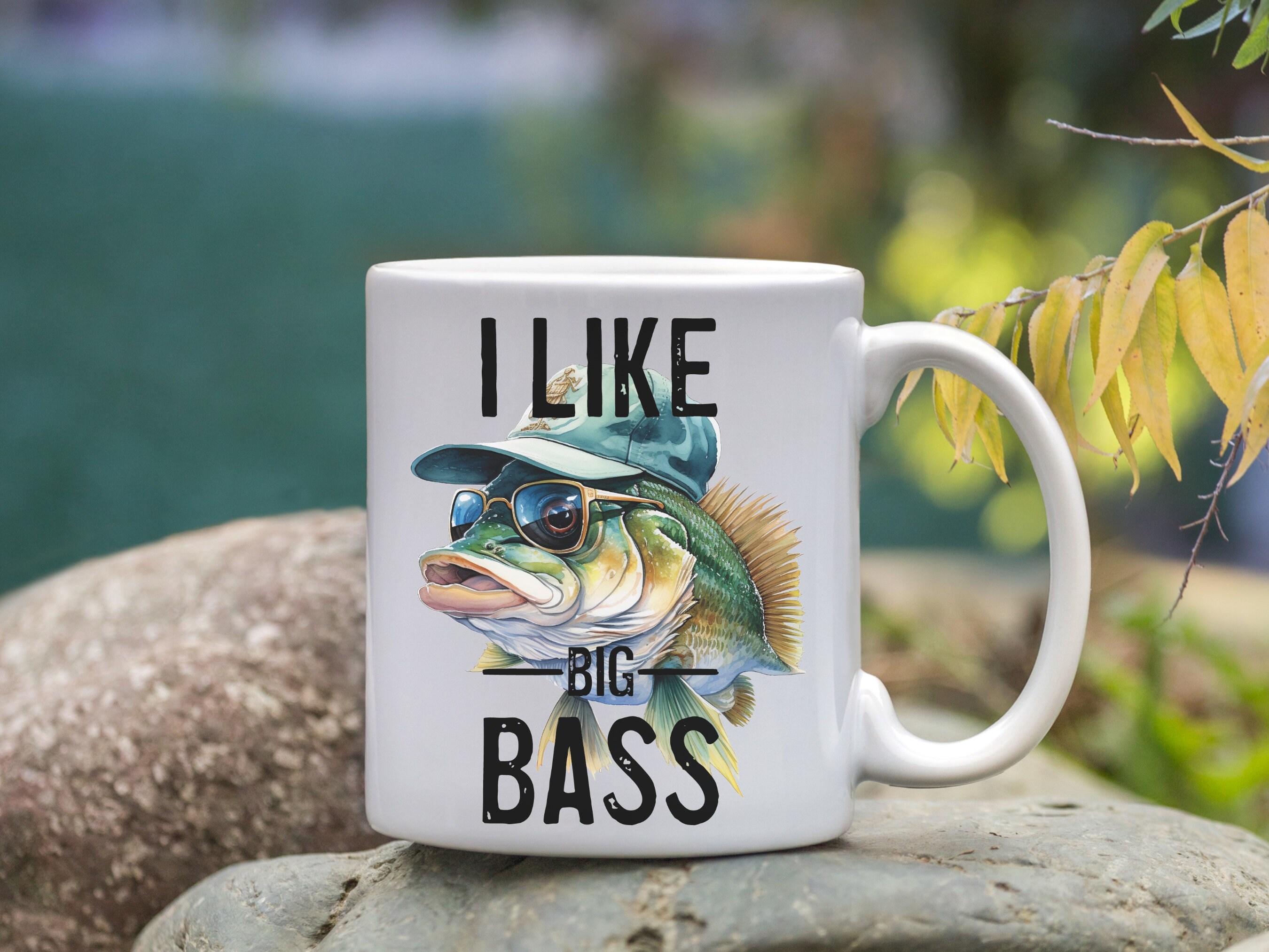 I Like Big Bass Fishing Coffee Mug, Funny Fisherman Gift Mugs, Camping ...
