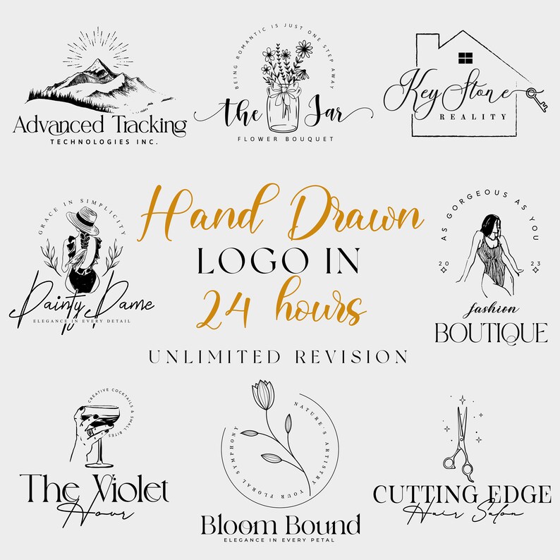Custom Hand Drawn Logo, Logo Design, Custom Logo Design, Unique Logo ...