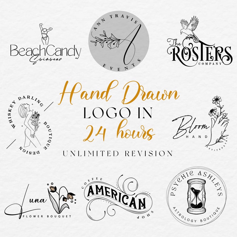 Custom Hand Drawn Logo, Logo Design, Custom Logo Design, Unique Logo ...