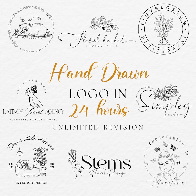 Custom Hand Drawn Logo, Logo Design, Custom Logo Design, Unique Logo ...